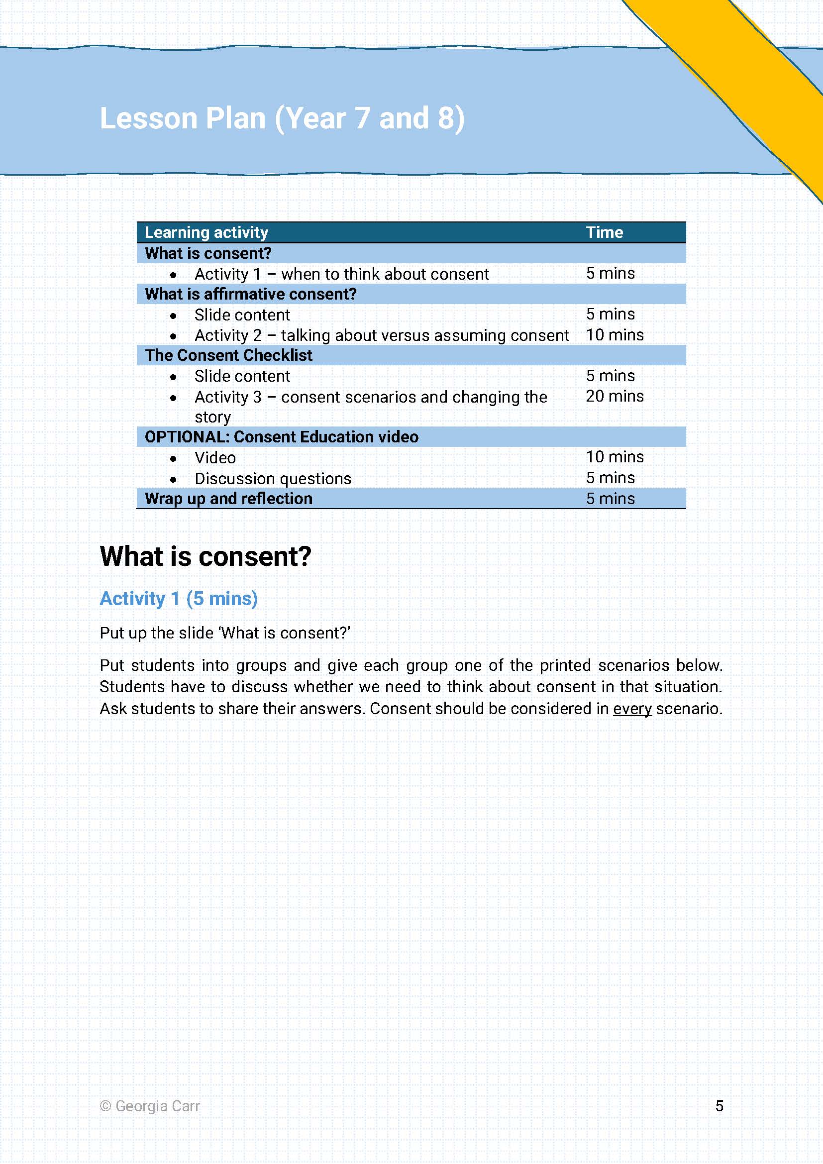 The Consent Checklist – Georgia Carr