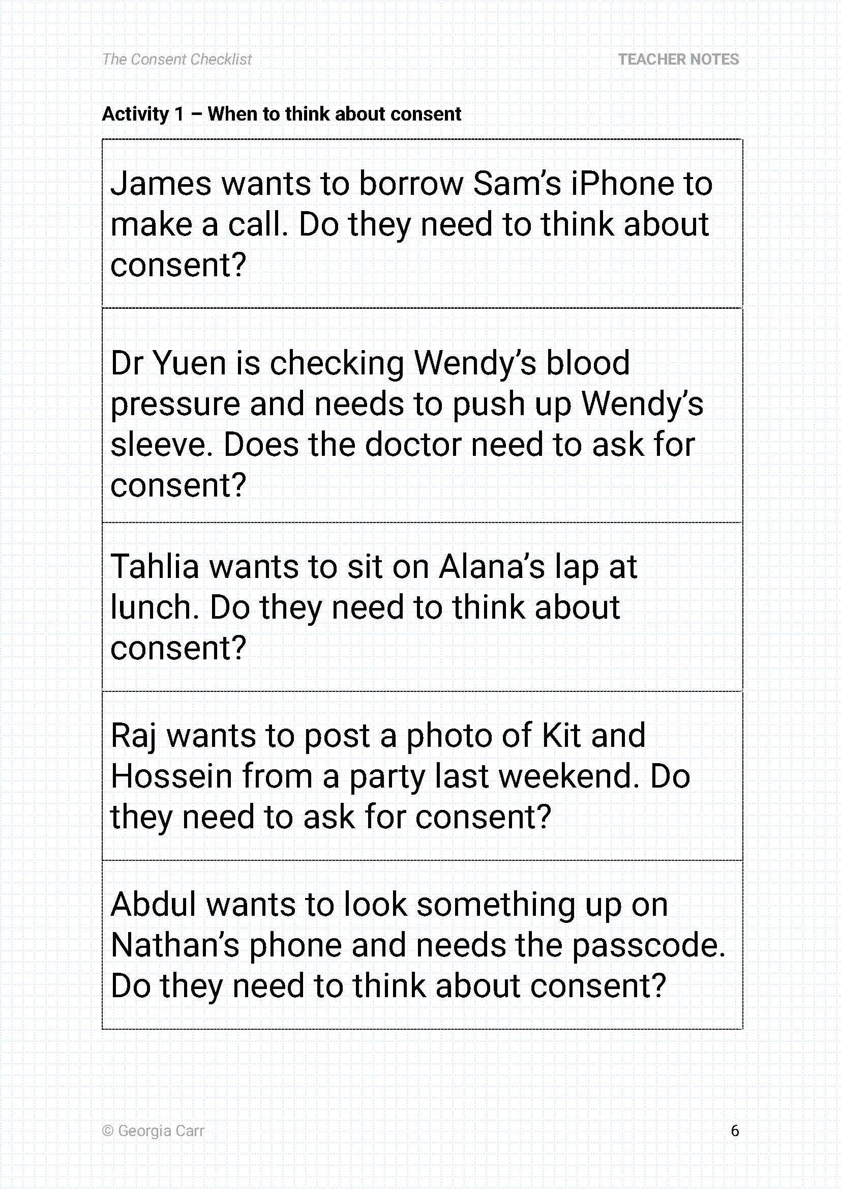 The Consent Checklist – Georgia Carr